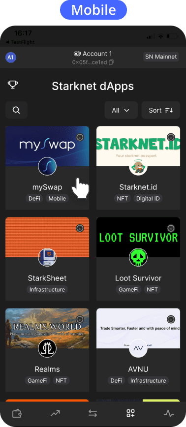 dApp Gallery, the relevant list