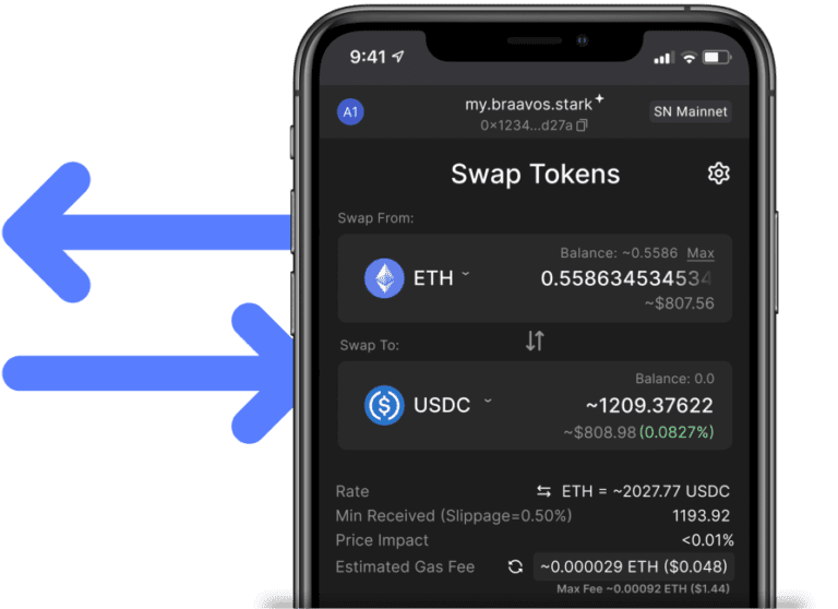 Swap Tokens, the Feature to Trade Crypto on Starknet